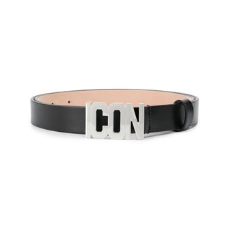 Dsquared2 Lederg&uuml;rtel mit silberfarbener Schnalle - - Accessories - Damen - Schwarzk - 90 CM