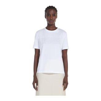 Max Mara Gepr&auml;gtes Logo Baumwoll-Jersey T-Shirt - - Tops - Damen - Wei&szlig; - XS