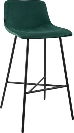 Clp Barhocker gepolstert Altona, mit Lehne und Fu&szlig;st&uuml;tze, Metallgestell schwarz, modern skandinavisch, Tresenstuhl f&uuml;r K&uuml;che, Farbe:gr&uuml;n, Material:Samt
