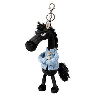Generico Porte-cl&eacute;s en peluche cheval noir,Pendentif porte-monnaie de sport - Nouvel An chinois 2026 cheval en peluche - Pour filles, hommes, femmes, adultes, 