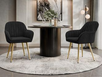 Mirjan24 Polsterstuhl MUZ DC/1107/GL, 2er Set Esszimmerstühle, Beine aus Metall Gold, Gepolsterte Sitzfläche und Lehne, Stuhl für Arbeitszimmer, Esszimmer, Küc