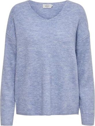 Only Femme Onlcamilla V-Neck L/S Pullover KNT Noos Sweater, Skyway/Détail : Chiné, XS EU