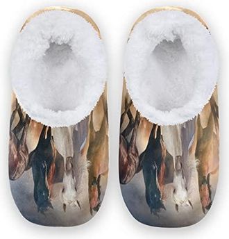 Mnsruu Pantoufles confortables antidérapantes pour femme Motif troupeau de cheval Taille 36-39