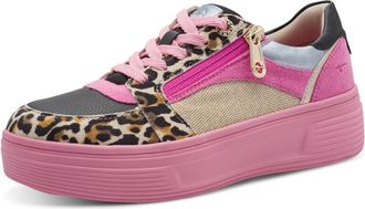 Tamaris Comfort Damen Plateau Sneaker mit Rei&szlig;verschluss Low Top, Mehrfarbig (Pink Multi), 41 EU