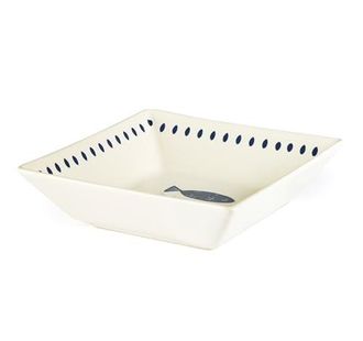 Excelsa Ocean Lot de 6 assiettes creuses en céramique 17 x 17 cm, décoration poissons bleus