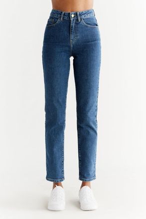 Evermind Damen vegan Jeans Regular Fit Lapis Blau