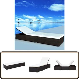 vidaXL Vidaxl - Sonnenliege mit Auflage Poly Rattan Braun - Sonnenliege - Gartenliege - Rattanliege - Outdoor Möbel - Lounge Chair