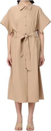 Pinko Pinko, Femme, Robes, Beige, Taille: 36 FR Robe Chemise Midi