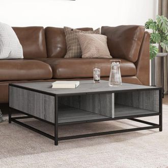 vidaXL vidaXL Table basse sonoma gris 80x80x30 cm bois ding&eacute;nierie et m&eacute;tal