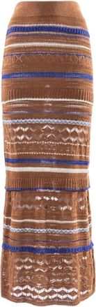 Nenette Femme, Jupes, Multicolore, Taille: 38 FR Jupe Maxi en Maille Crochet&eacute;e avec Volants et Doublure