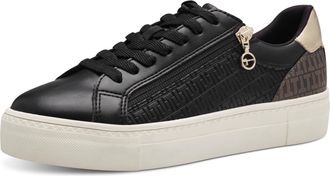 Tamaris Damen Low-Top Sneaker, Frauen Sneaker,Wechselfu&szlig;bett,Comfort Lining,feminin,Heart and Sole,Lifestyle,modisch,modern,Black/Gold,38 EU