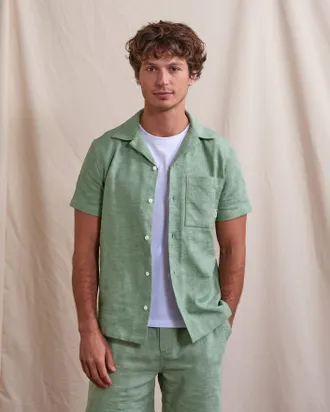 Faguo Chemise manches courtes vert clair viscose