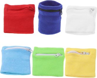 Aboofan 6 Stück Schweißband mit Reißverschluss Tasche für Schlüssel Münzen Atmungsaktive Weiche Handgelenk Tasche für Sport Laufen Wandern Fitness Erwachsene 