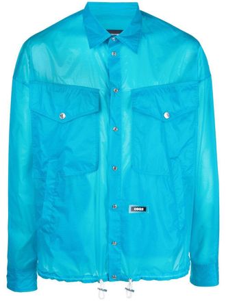 Dsquared2 Hemdjacke mit Logo-Patch - Blau