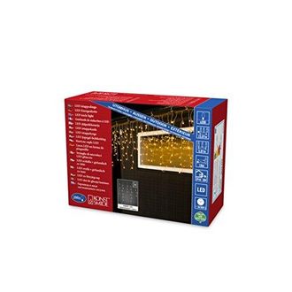 Konstsmide LED Eisregen Lichtervorhang, mit weißen Globes, 200 bernsteinfarbene Diode, 24V Außentrafo, transparentes Kabel - 3672-803, Bernstein