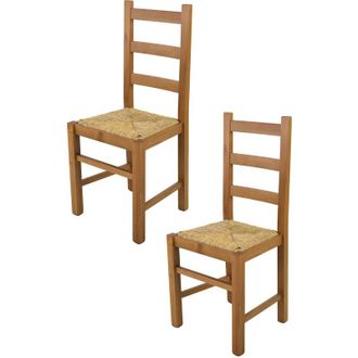 Tommychairs Tommychairs - Set 2 chaises rustica pour cuisine, bar et salle à manger, robuste structure en bois de hêtre peindré en couleur chêne et assise en