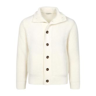 Paolo Pecora Gerippter Cardigan mit hohem Kragen - - Knitwear - Herren - Beige - S