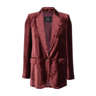 Etro Bordeaux Samt Blazer Jacke - - Jackets - Damen - Rot - 2XL