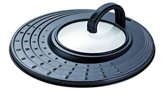 Schulte Ufer Nebra Universal-Spritzschutzdeckel mit Griff aus Kunststoff in der Farbe Schwarz, Passend für 20cm, 24cm, 26cm, 28cm, 6936