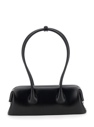 Osoi Womens Shoulder Bag Boat Wide Mini Black Leather