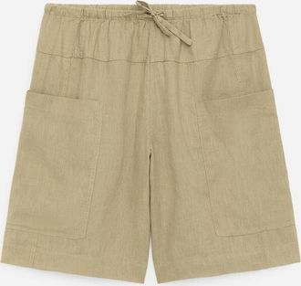 Arket Leinen-Shorts -Gr&uuml;n