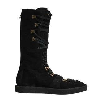 Dolce & Gabbana Luxuri&ouml;se Alpaka Wolle Wildleder Stiefel - - Shoes - Herren - Schwarzk - 44 EU
