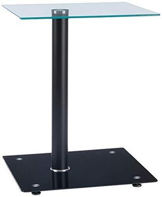 Haku M&ouml;bel Table dappoint Noir, m&eacute;tal, Verre tremp&eacute;, Verre tremp&eacute; - Dim.: L 40 cm x H 52 cm x P 40 cm, Style: Modern