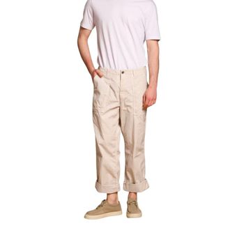 Mason's Homme, Pantalons, Beige, Taille: XS Pantalon Cargo en Toile Oxford Ss25