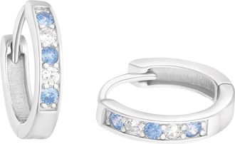 Amor Creolen 925 Sterling Silber Mädchen Kinder Ohrschmuck, mit Zirkonia synth., 1,2 cm, Silber, Kommt in Schmuck Geschenk Box, 2036778