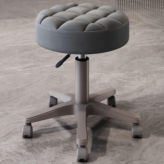 Generic St&uuml;hle, runder Rollhocker aus PU-Leder, drehbar, h&ouml;henverstellbar, B&uuml;rohocker, Barhocker/46 * 46 * (41-53) cm