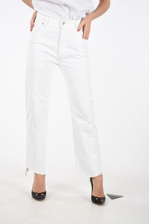 VETEMENTS Light-Wash Jeans with Branded Button and 18cm Frayed Hem Vetements