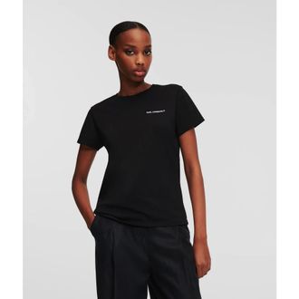 Karl Lagerfeld Femme, Tops, Noir, Taille: 40 FR Logo T-shirt