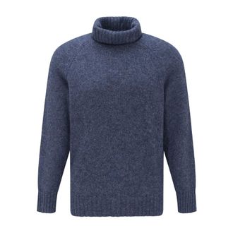 Brunello Cucinelli Homme, Pulls, Bleu, Taille: L Pull Col Roul&eacute; Bleu &Eacute;l&eacute;gant Confortable