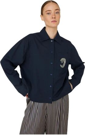 Stella Nova Femme, Blouses et Chemises, Bleu, Taille: 42 FR Embellished Moon Shirt