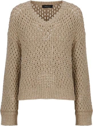 Fabiana Filippi Femme, Pulls, Brun, Taille: 38 FR Pull &agrave; col en V