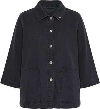 Miamoda Sommerjacke Jeansjacke A-Linie Cape-Form Stehkragen