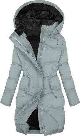 Minetom Manteau Femme Hiver Polaire Chaud Imperm&eacute;able Veste &agrave; Capuche Manches Longues Manteaux mi longue Blouson Casual A Argent&eacute; L