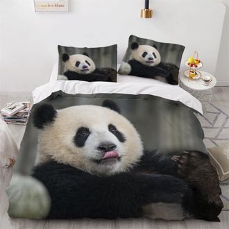 Generic Bettw&auml;sche 135x200 Panda Bettw&auml;sche Sets Niedliche Tiere Bettenset 3D Druck Weich Microfaser Kinderbettw&auml;sche mit Rei&szlig;veschluss und 2 Kissenbezug f&uuml;r 