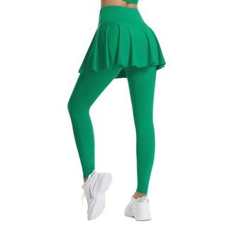 Generic Legging de sport femme noir 3/4 legging tennis, sportif, avec jupe, 2024, sexy, pantalon costume, &eacute;l&eacute;gant, d&eacute;contract&eacute;, uni, extensible, pantalon cour