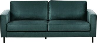 Beliani 3-Sitzer Sofa Dunkelgr&uuml;n Samt mit Schwarzem Metallgestell Sitzkissen Armlehnen Klassisch Industrie Design Wohnzimmer Schlafzimmer Polstersofa