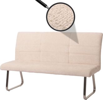 Mendler Sitzbank HWC-G55, Esszimmerbank Bank, Edelstahl gebürstet Stoff/Textil Chenille Öko-Tex, 160cm - Creme