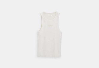 Coach New York Geripptes Tanktop f&uuml;r Frauen in Wei&szlig;, Gr&ouml;&szlig;e Mittel