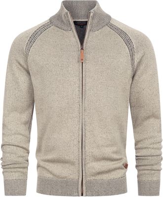 Indicode Herren INMassum Cardigan Strickjacke mit Stehkragen und Rei&szlig;verschluss | &Uuml;bergangsjacke aus Baumwollmix f&uuml;r M&auml;nner Stone, M
