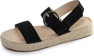 Isotoner Sandales femme à talon compensé de 3,5 cm, très confortable, 40 EU, noir