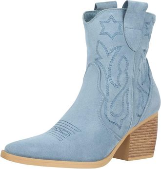 Elara Damen Stiefeletten Cowboy Boots Chunkyrayan DE326S Blau-41