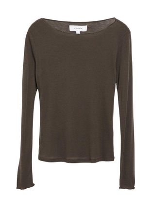Comma Langarmshirt T-Shirt Leichtes Longsleeve mit Wollanteil