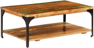 vidaXL Table basse avec plancher et &eacute;tag&egrave;re sous la structure du bois et de lacier