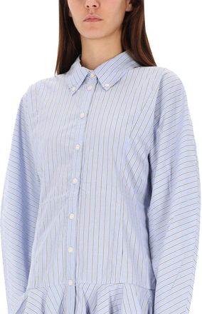 Ganni Striped Organic Cotton Dress - Blue