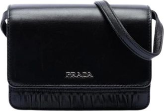 Prada Sac bandouli&egrave;re en cuir pliss&eacute; Pre-owned - Femme - Pre-owned - Noir - Taille: ONE Size