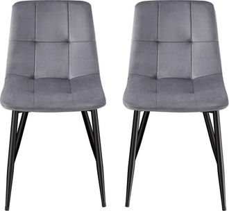 Vasagle Lot de 2 Chaises Rembourr&eacute;es en Velours, Chaises de Salle &agrave; Manger, Pieds R&eacute;glables, pour Cuisine, Salon, Gris